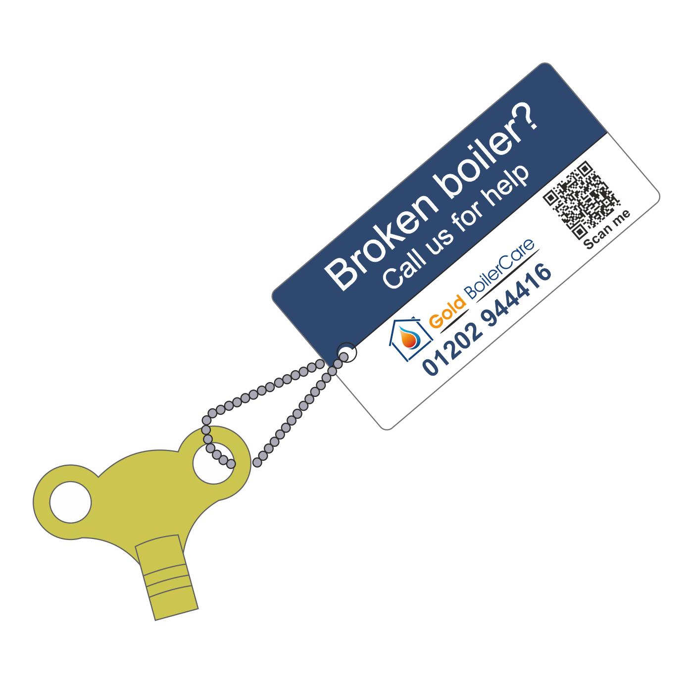 Personalised Radiator Bleed Key With Tag And Magnet Sticker Boss
